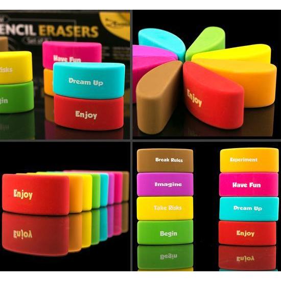 Pencil Erasers Set Of 8 Colorful Beautiful Coloring Drawing Gift Rebate ...