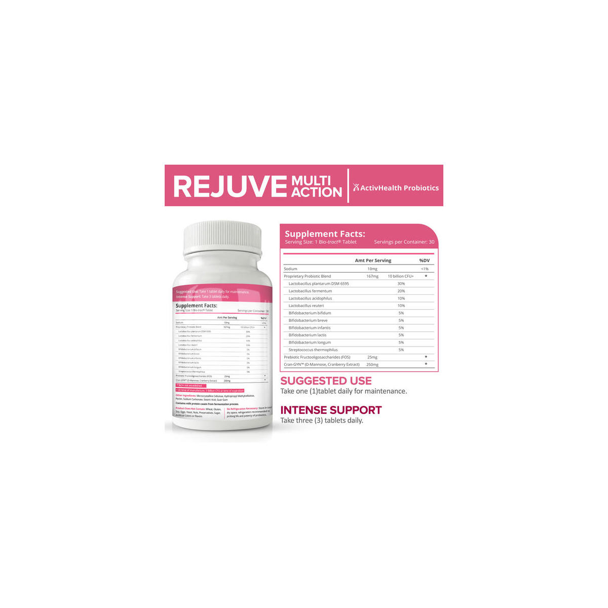 REJUVE PROBIOTICS W/ Cranberry & D-Mannose- Designed For Women's Health ...