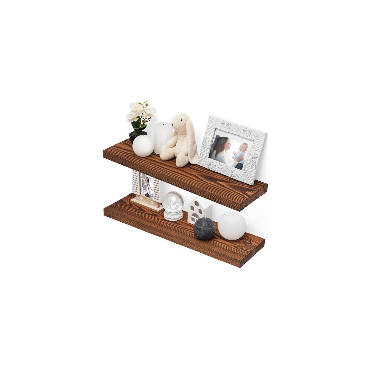 Wood Floating Shelves Wall Mounted Set Of 2 Large Rustic Wood Floating ...