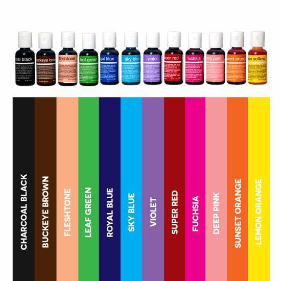 Chefmaster Liqua Gel Food Coloring 12 Pack 20ml Liquid Gel Food Dye Set ...