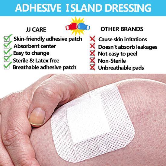 Pack Of 50 4x4 Inches Adhesive Island Dressing Sterile Silicone Foam ...