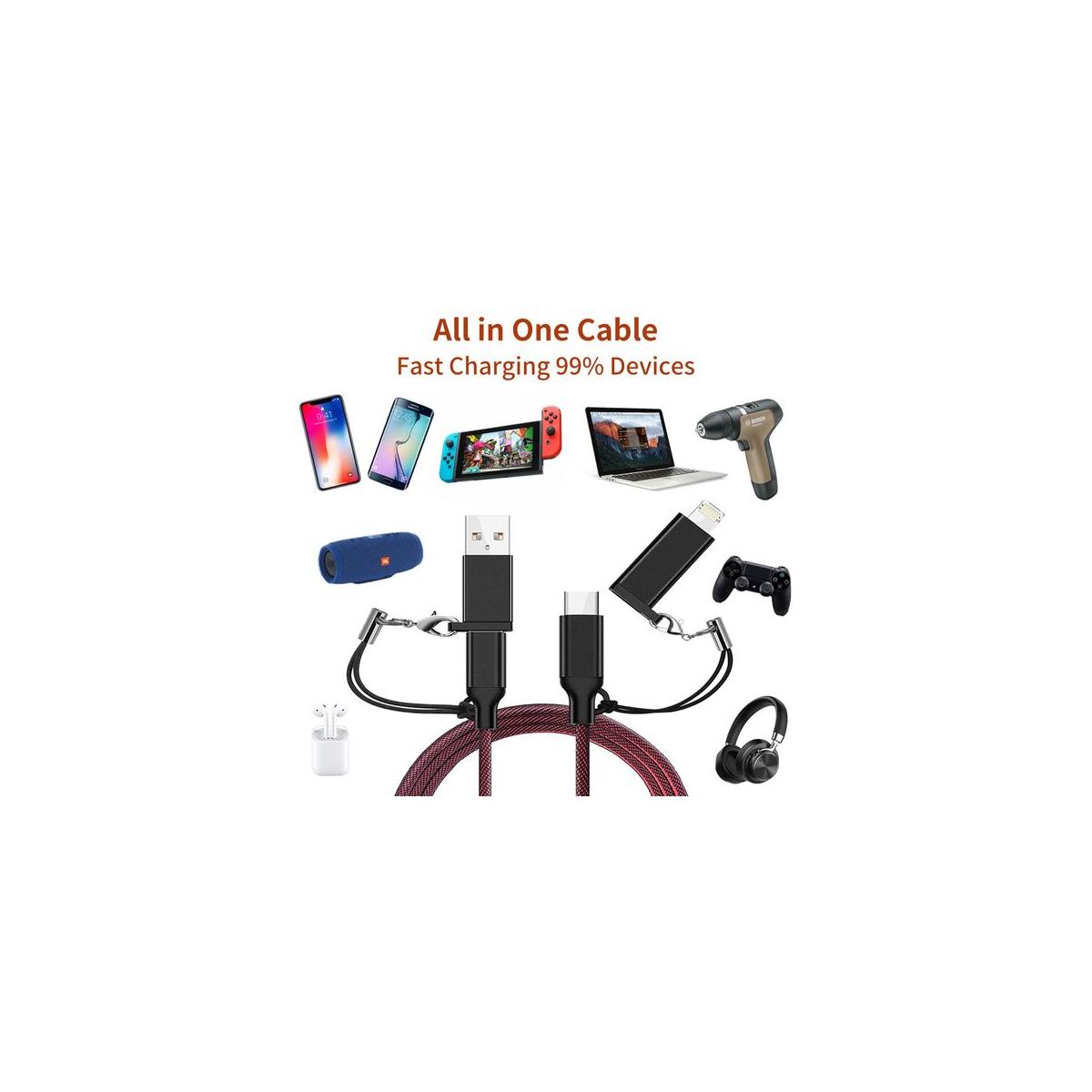 Unitron World Universal 4 In 1 3ft Multi Charger Cable Usb C And Micro ...