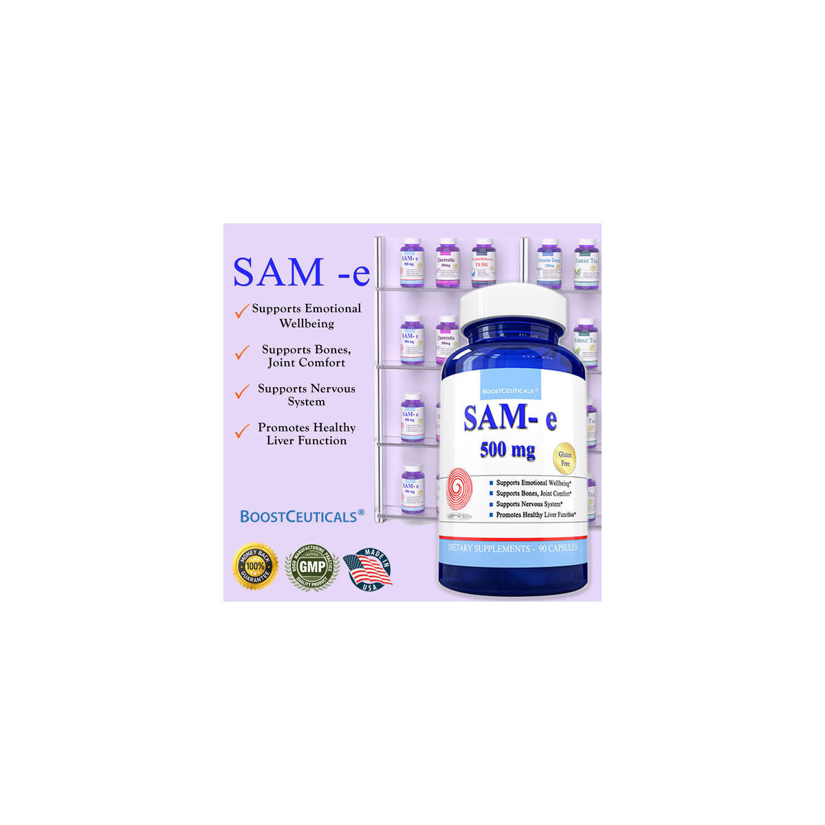 Sam E 500mg 90 Capsules Natural Antidepressant Pure Same 1500mg Daily ...