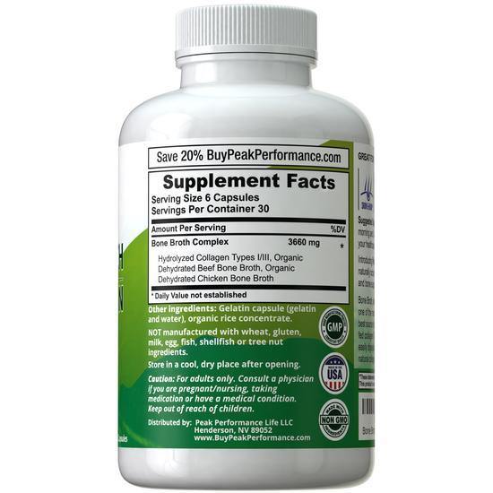 Bone Broth Collagen Capsules 180 Pills Of Grass Fed Bone Broth Collagen ...